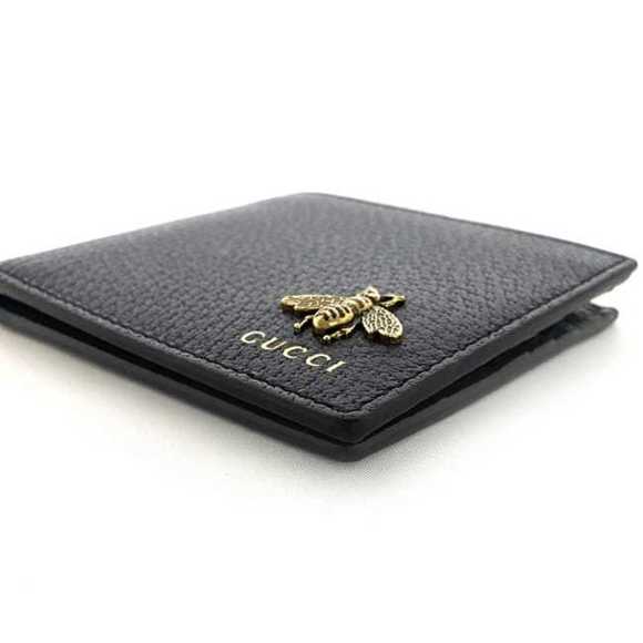 Gucci | Bags | Gucci Bifold Wallet Black Gold Animalie Bee 523664 ...